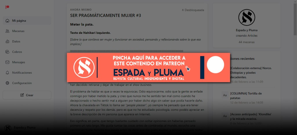 SPM #3: Meter la pata – Espada y Pluma